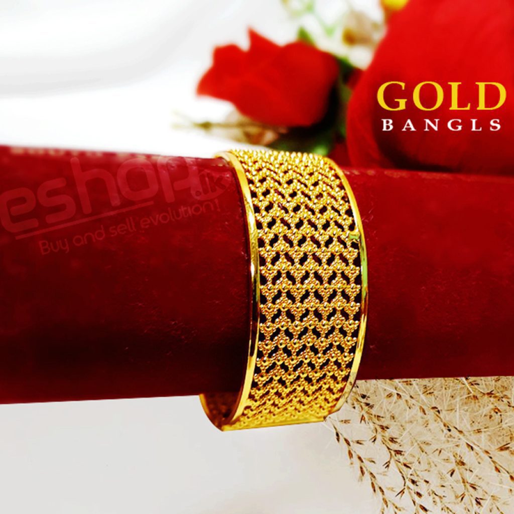 Gold Plated Beautiful Lock Bangle for Women - eshop.lk