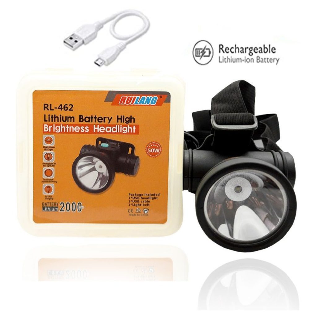 High POWER Rechargeable Head Torch with Lithium Battery - eshop.lk